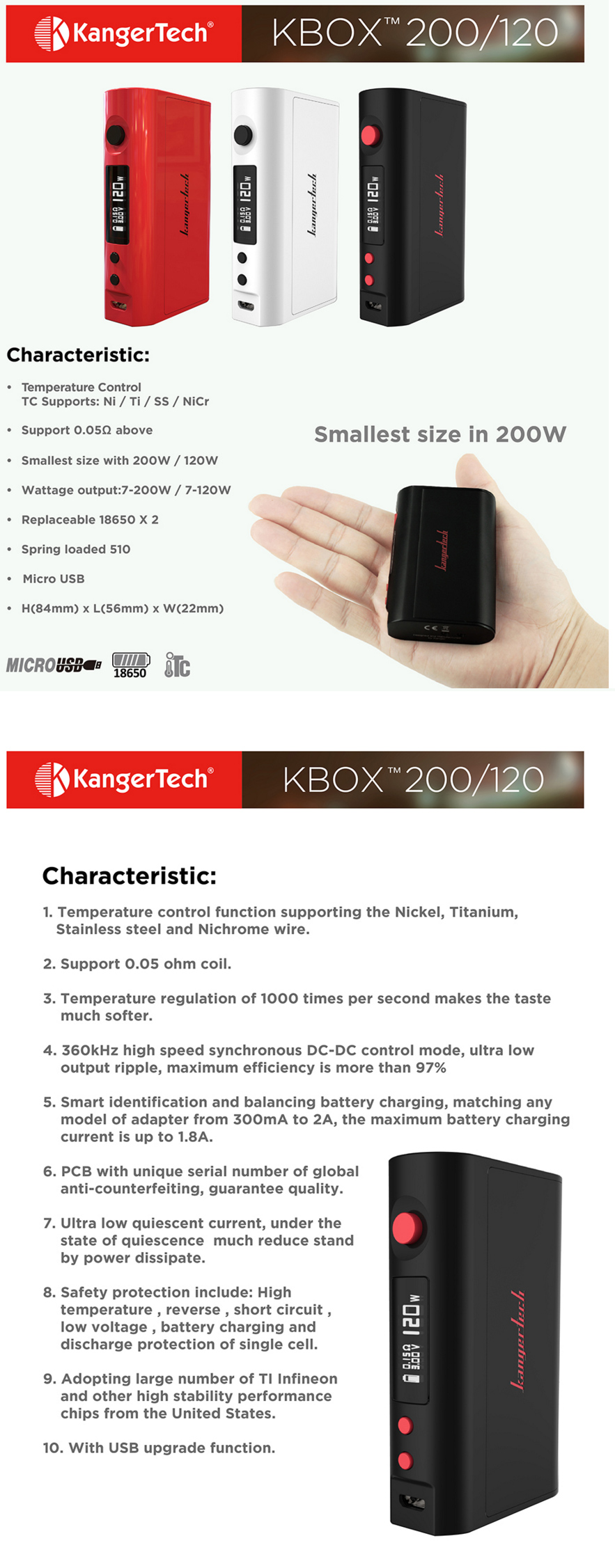 Ecigzaa.com แบตเตอรี่บุหรี่ไฟฟ้า :: Kanger KBOX 200 TC Mod